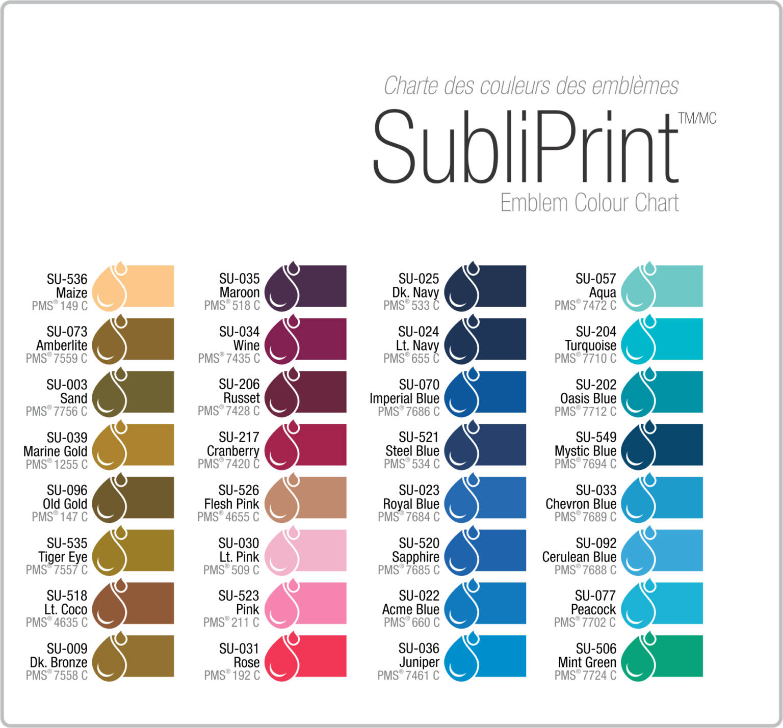 Colour Charts - Emblemtek