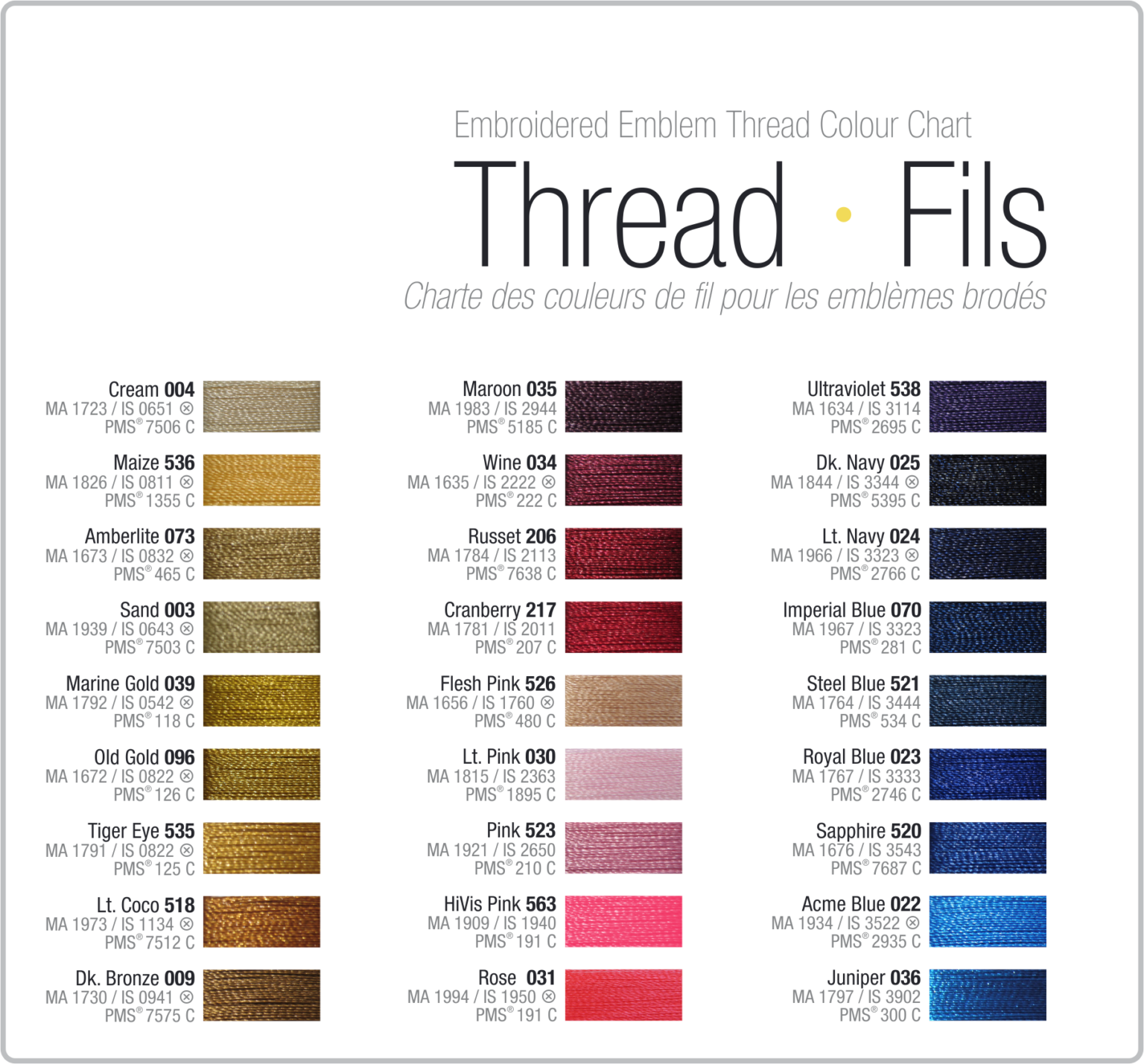 Colour Charts - Emblemtek